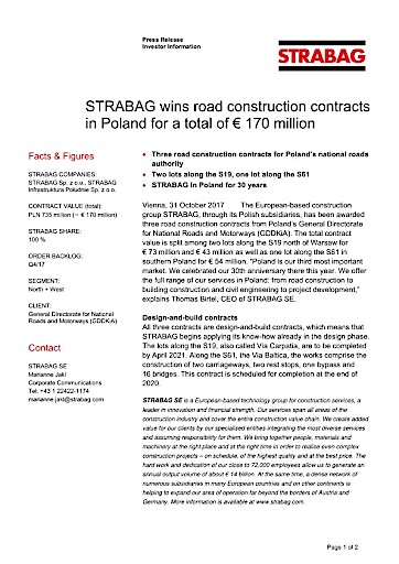 EANS-News: Strabag wins road construction contracts in Poland for a ...